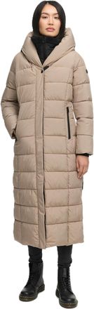 Marikoo Damen Wintermantel (S-5XL) - winddicht, gesteppt, Kapuze, abnehmbarer Teddykragen - N088 - TaupeGrey Gr&ouml;&szlig;e L - Gr.L