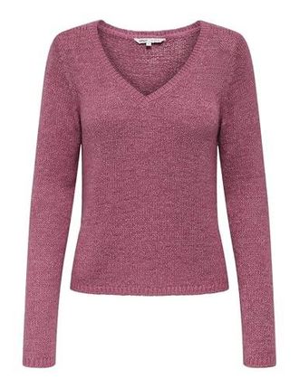 Only Neck Onlgeena L/S Col en V KNT Noos, Rose chiné, M Femme
