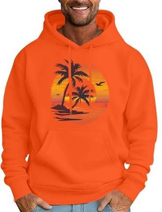 Generic Pull à capuche pour homme, imprimé noix de coco, sweat à capuche léger avec cordon de serrage, couleur unie, pull décontracté, extensible, vêtement de