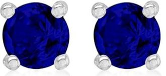 Amazon Essentials Boucles doreilles à tige en argent sterling rhodié avec pierre de naissance de septembre en pierre de verre saphir