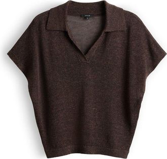 OPUS Kurzarmpullover Pazil aus Feinstrick mit dezentem Schimmer Seitenschlitze sorgen f&uuml;r angenehme Bewegungsfreiheit