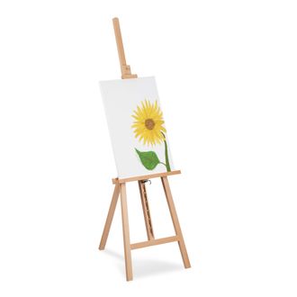 Relaxdays Staffelei, verstellbar, gro&szlig;, stehend, f&uuml;r Kinder & Erwachsene, Holz, H&ouml;he max. 128 cm, Malerstaffelei, Natur