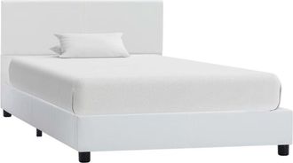 vidaXL Vidaxl - Cadre de lit 90x200 cm en similicuir blanc - Structure en MDF robuste - T&ecirc;te de lit confortable - Dimensions totales 210x94x65 cm