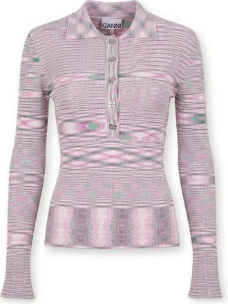 Ganni Femme, Tops, Rose, Taille: 40 FR Polo Spacedyed