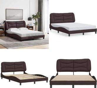 vidaXL Bettgestell ohne Matratze Dunkelbraun 140x190 cm Stoff - Doppelbett - Holzrahmen - Bettsofa - Boxspringbetten - Lattenrost - Home & Living
