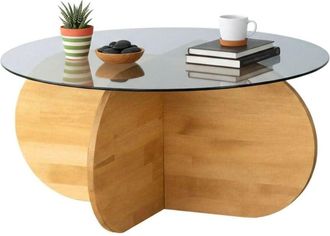 Dmora Wohnzimmertisch Doliveir, Niedriger Wohnzimmertisch, Kaffeeregal, Couchtisch f&uuml;r Sofa, 75x75h35 cm, Eiche - Dmora