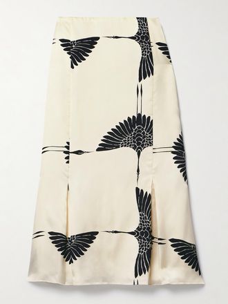 Khaite Levy Midirock Aus Bedrucktem Satin Mit Falten - Gelb