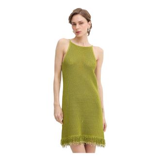 Patrizia Pepe Strickkleid mit Fransen - - Dresses - Damen - Gr&uuml;n - S