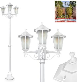 HOFSTEIN Kandelaber Loria, Au&szlig;enwegeleuchte aus Metall/Glas in Wei&szlig;/Milchglas, klare Wechselscheiben, Leuchte im Vintage/Antik/Landhaus-Design f&uuml;r Garten/Terra