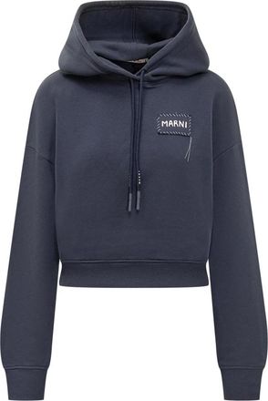 Marni Femme, Sweatshirts et sweats &agrave; capuche, Bleu, Taille: 34 FR Cropped Sweat &agrave; capuche