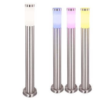 Globo Lighting Wegeleuchte Au&szlig;enstehlampe dimmbar mit Fernbedienung LED Gartenlampe Stehlampe Au&szlig;enlampe Edelstahl, RGB Farbwechsel, 8,5W 806lm warmwei&szlig;, DxH 7,6x80 