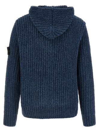 Stone Island Ribbed Cotton Hoodie - Blue