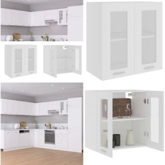 vidaXL Armoire en verre suspendue Blanc 60x31x60 cm Bois ingénierie - Armoire Suspendu - Meuble De Cuisine - Rangement Cuisine - Armoire Vitrée - Blanc