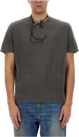 Our Legacy Homme, Tops, Gris, Taille: L T-shirt en jersey d&eacute;lav&eacute; avec d&eacute;tail ras du cou