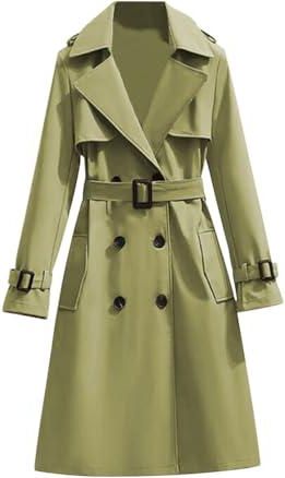 Onsoyours Manteau Long pour Femme Trench-coat Chaud Hiver Veste Coat Manches Longues A Avocat XXL