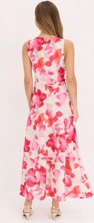 Bonprix Maxikleid ausgestellte Passform, gl&auml;nzender Satin mit floralem Print, &auml;rmellos
