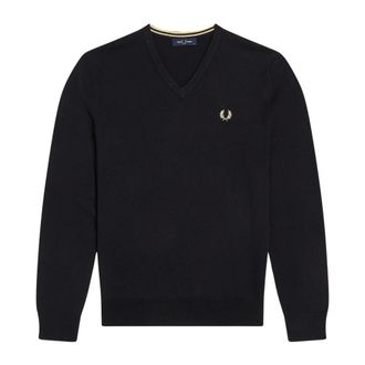 Fred Perry V-Ausschnitt Pullover - - Knitwear - Herren - Schwarzk - XL