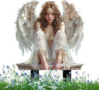 Generic Feengartenstecker, dekorative Gartenstecker, Engelsdenkmal f&uuml;r Topfpflanzen, Wasserfester, eleganter, Flacher 2D-Feenstecker aus Acryl f&uuml;r den Garten 