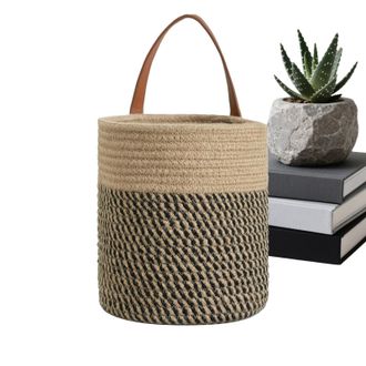 Generico Wandkorb, moderner Aufbewahrungskorb im Boho-Stil, dekorativer Korb aus Baumwollseil, f&uuml;r Schlafzimmer, Bad, Kindergarten, Heimdekoration