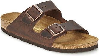 Birkenstock Femme Arizona Cuir Gras Sandales Bout ouvert, Marron Habana, 41 EU &Eacute;troit