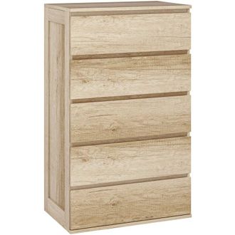 HOMCOM Homcom - Commode 5 tiroirs style contemporain dim. 60L x 38l x 100H cm effet bois