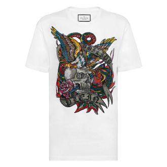 Philipp Plein T-Shirt Rundhals Tattoo - - Tops - Damen - Wei&szlig; - S