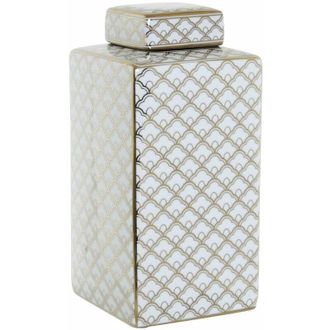 DKD Home Decor Dkd Home Decor - Porzellanvase 14.5x14.5x30 wei&szlig;es Porzellanmaterial mehrfarbige Familie Vasen Details