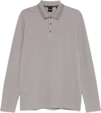 HUGO BOSS Homme, Tops, Gris, Taille: 2XL Polo &agrave; Manches Longues Col C&ocirc;tel&eacute;