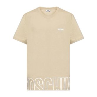 Moschino Homme, Tops, Beige, Taille: S T-Shirt Avec Logo