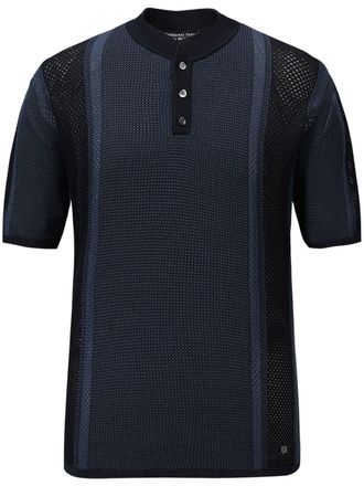 Shanghai Tang Tang Poloshirt mit Lochstrickmuster - Blau