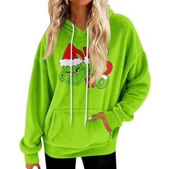 Generic Le Grinch Sweat Femme A Capuche Noel Oversize Pilou De 2025 Plaid Chaud Sweatshirts The Christmas Pyjama Sweet Vêtements Deguisement Costume Hiver Pol