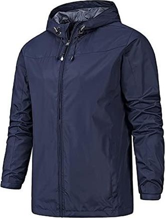 Minetom Hommes Veste de Randonn&eacute;e Imperm&eacute;ables Softshell Coupe-Vent Outdoor Printemps Automne Sportif Manteau avec Capuche B Marine XL
