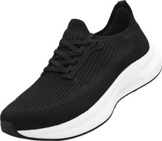 Generic Chaussures de sport d&eacute;contract&eacute;es pour homme &agrave; t&ecirc;te large avec semelles larges, hauts gras et pieds rebonds, Noir/blanc, 10.5