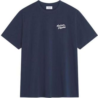 Maison Kitsun&eacute; Homme, Tops, Bleu, Taille: S Handwriting Comfort T-Shirt