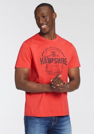 DELMAO T-Shirt DELMAO, Herren, Gr. XL (56/58), rot, Single Jersey, Obermaterial: 100% Baumwolle, bedruckt, normal, Rundhals, Shirts T-Shirt, Kurzarm, l&auml;ssige