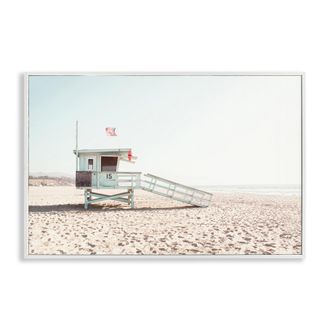 Stupell Industries Sisi and Seb Giclée-Kunst, Motiv Lifeguard Hut Sunny Day, 30,5 x 45,7 cm, Weiß