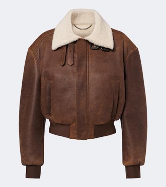 Gucci Blouson aus Leder mit Shearling