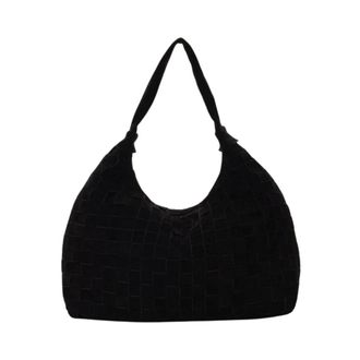 N&uacute;noo Schwarze Wildleder-Schultertasche - - Bags - Damen - Schwarzk - ONE SIZE