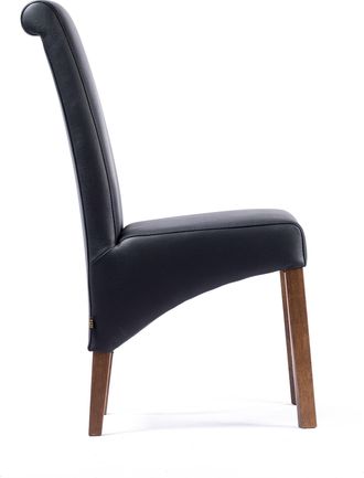 SIX Lederstuhl Felice Leder Schwarz Stuhlbeine Nussbaum Lederstühle Stühle Stuhl NEU