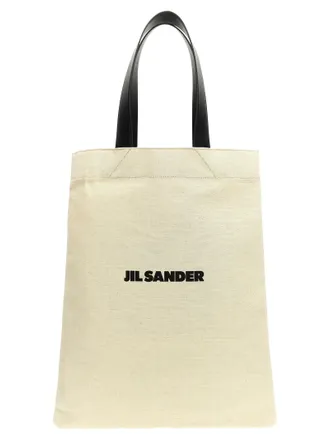 Jil Sander Canvas with Leather Handles Shopping Bag - Cream