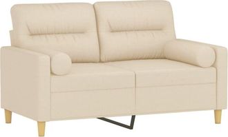 vidaXL 2-Sitzer-Sofa mit Zierkissen Creme 120 cm Stoff vidaXL