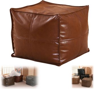Generic F&uuml;llbare Kissentasche, Ungef&uuml;llter Kissenpouf, PU, Aufbewahrungsl&ouml;sung, wasserdichte Fu&szlig;st&uuml;tze for Wohnzimmer und Schlafzimmer-45x45x40cm(Light Coffee