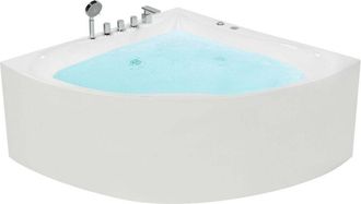 Beliani Beliani - Whirlpool-Eckbadewanne Wei&szlig; Acryl 133x57x187 cm Modern Minimalistisch