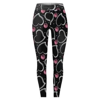 Generic Legging de yoga long pour femme avec imprim&eacute; quatre feuilles pour la Saint-Valentin 2026, Noir, XXL