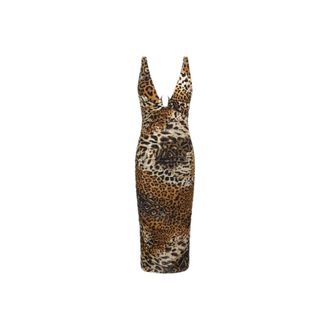 Roberto Cavalli Jaguar-Print-Kleid Braun Weiblich - - Dresses - Damen - Braun - L