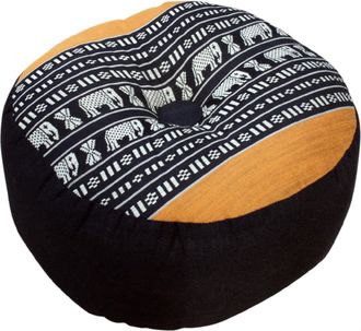 Guru Shop Meditationskissen, Yoga Kissen, Yogakissen, Sitzkissen, Bodenkissen, Dekokissen - Schwarz/orange, 18x30x30 cm