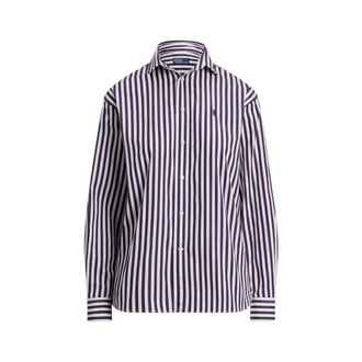 Ralph Lauren Relaxed Fit Gestreiftes Baumwollhemd - - Blouses & Shirts - Damen - Lila - L