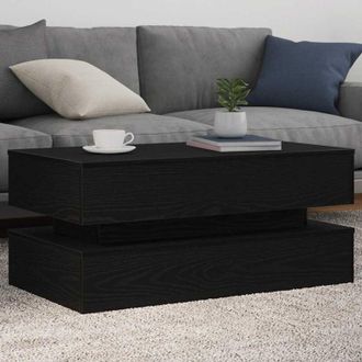 vidaXL Vidaxl - Table basse fixe avec lumi&egrave;res LED RVB - Ch&ecirc;ne noir 90x50x40 cm - Bois ding&eacute;nierie - Design moderne pour salon
