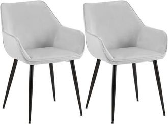 Clp Chaises de Salle &agrave; Manger rembourr&eacute;es par Paire Luena, en Velours ou Tissu, Structure m&eacute;tallique Noire, Charge Max 150 kg, Couleur:Gris Clair, Mat&eacute;rie