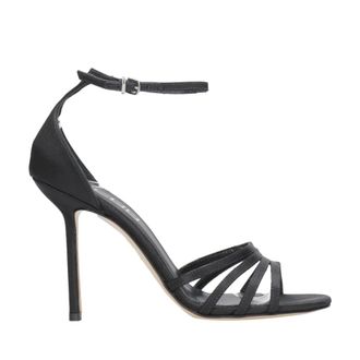 NCUB Schwarze Satin-Sandaletten mit Kn&ouml;chelriemen - - Shoes - Damen - Schwarzk - 36 EU